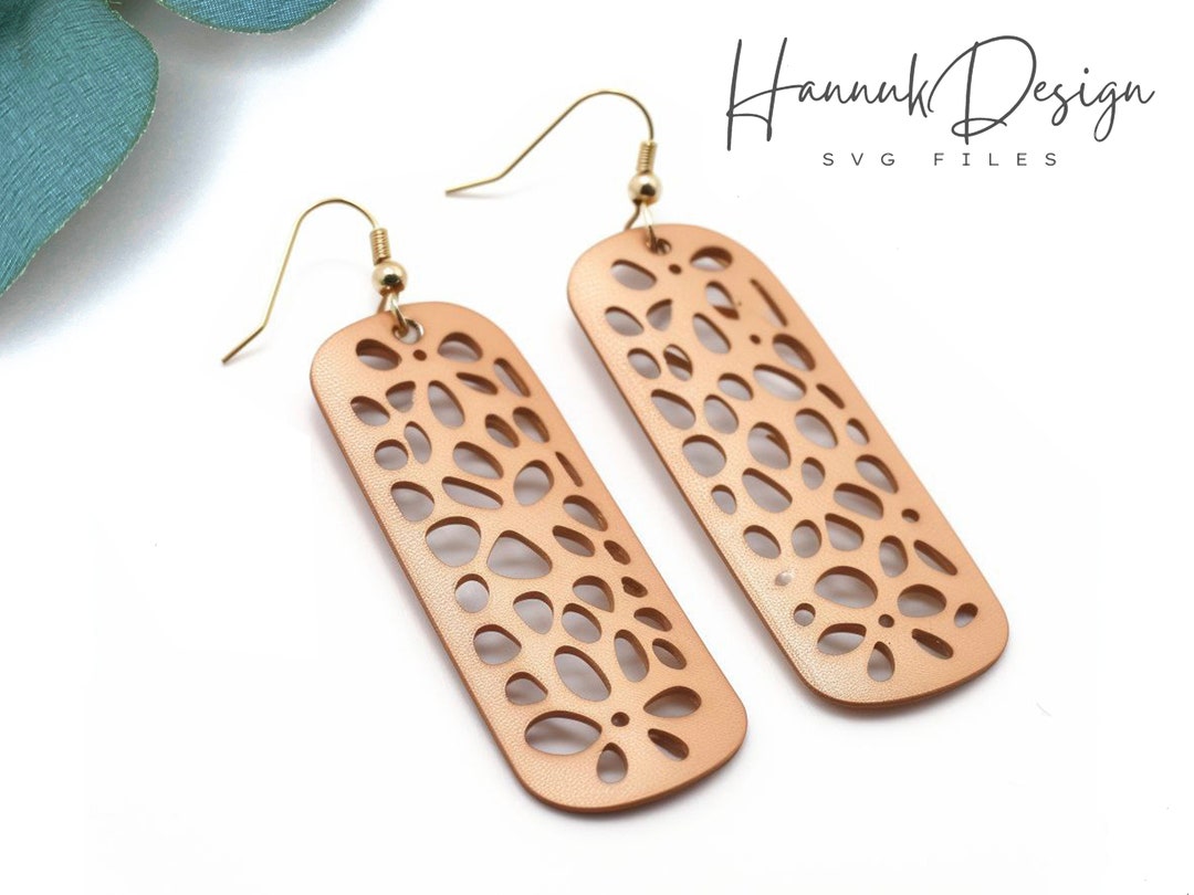 Rounded Rectangle With Holes Boho Wooden Earring Svg Laser Cut File for ...