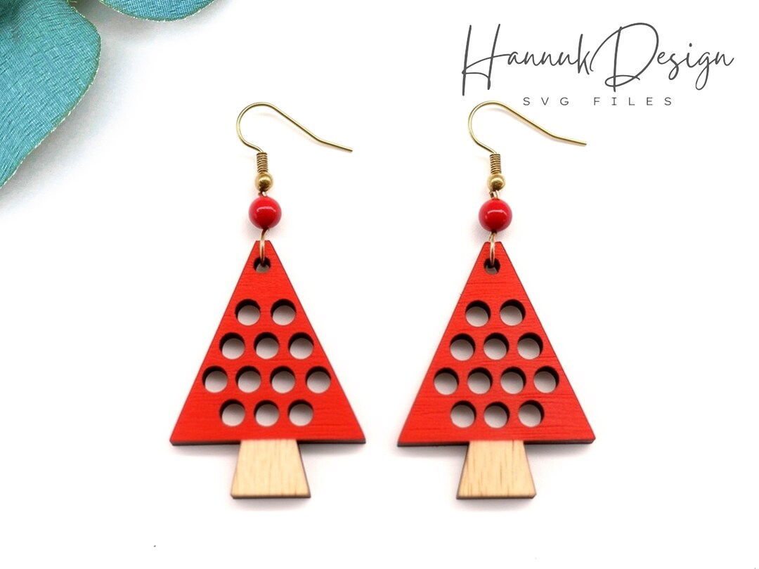 Geomatric Primitive Christmas Tree Wood Earring Svg Laser Cut File ...