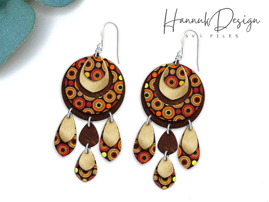 African Layered Circle Leather Earring Shape Svg Template for Cricut ...