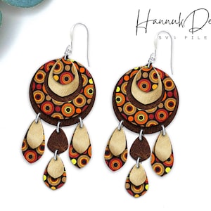 African Layered Circle Leather Earring Shape Svg Template for Cricut ...