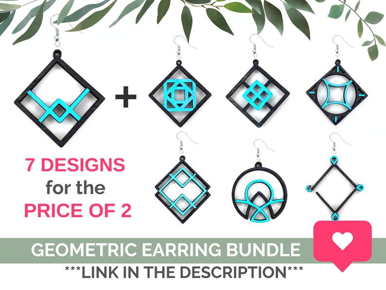 Geometric Square Earring Svg Laser Cut File for Glowforge - Etsy