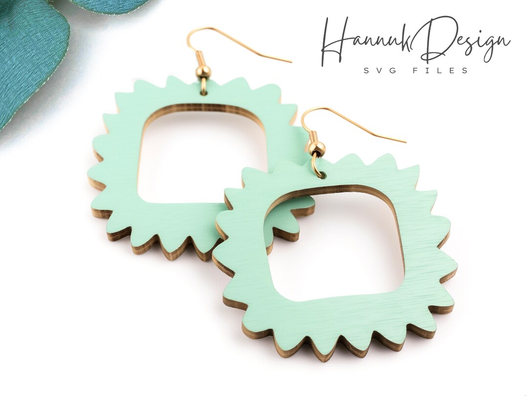 Rounded Square in a Wiggly Frame Wood Earring Svg Laser Cut File Digital Download - Etsy