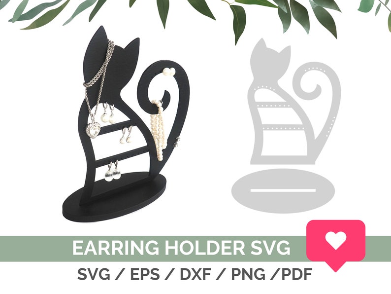 Cat Silhouette Earring Display Holder Svg for Girls Laser - Etsy