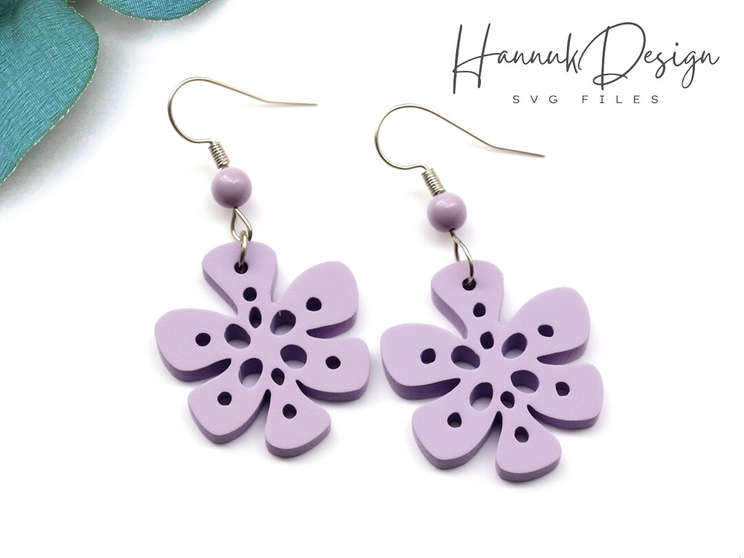 Cute Primitive Flower Wood Earring Svg Laser Cut File Digital Download ...