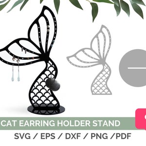 Mermaid Tail Svg Earring Display Stand SVG, Earring Stand SVG ...