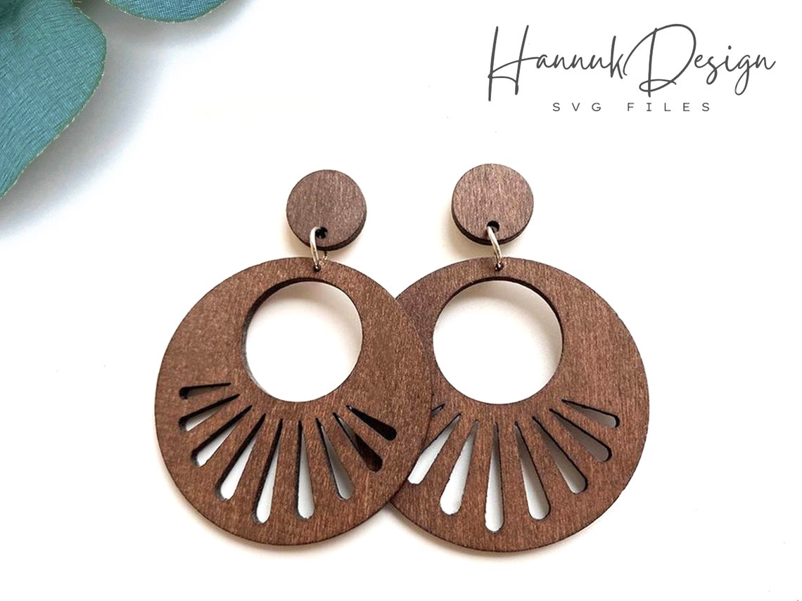 Circle Earring Shapes Wood Retro Svg File for Glowforge and - Etsy
