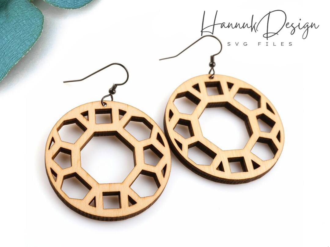 Turtle Shell Geometric Pattern Wood Earring Laser Cut File for ...
