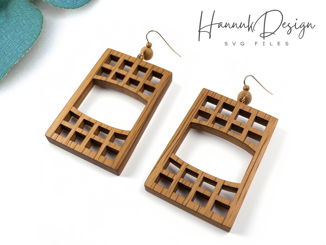 Waffle Square Wood Earring Svg Laser Cut File Digital Download - Etsy