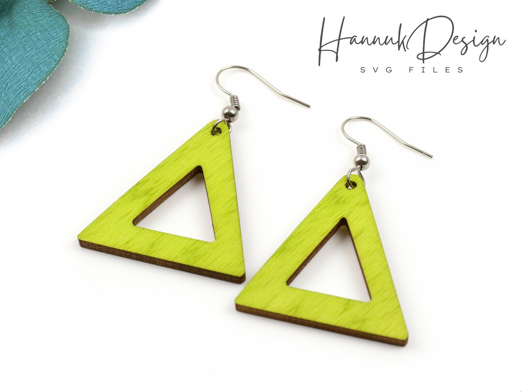 Triangle Hoop Geometry Wood Earring Svg Laser Cut File Digital Download ...