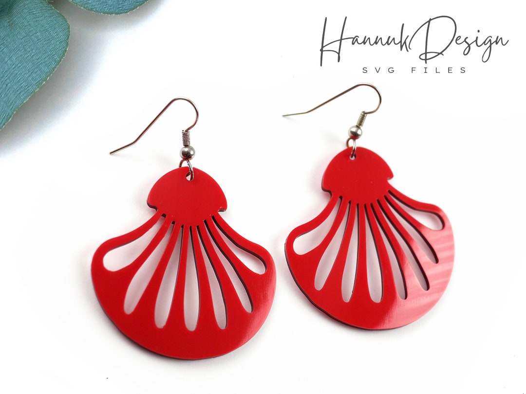 Cute Seashell Earring Shape Svg Laser Cut File, Summer Wood, Leather ...
