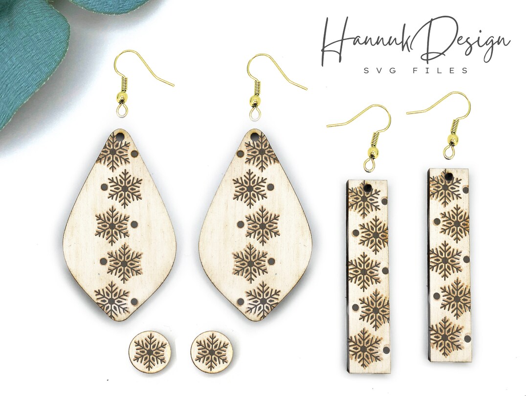 Winter Snowflake Earring Svg Set, Laser Cut File for Glowforge ...