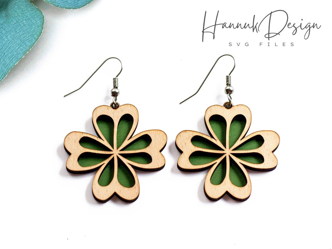 Cute Shermlock Flower Wood Earring Svg Laser Cut File Digital Download ...