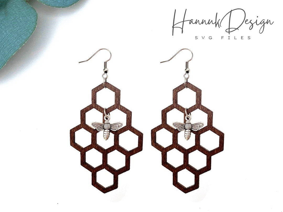 Honey Bee Honeycomb Wood Earring SVG Laser Cut File for Glowforge ...