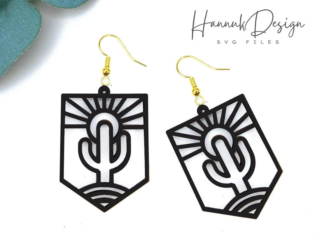 Texas Sunrise Cactus Earring Svg, Wood Earring Svg, Western Laser Cut ...
