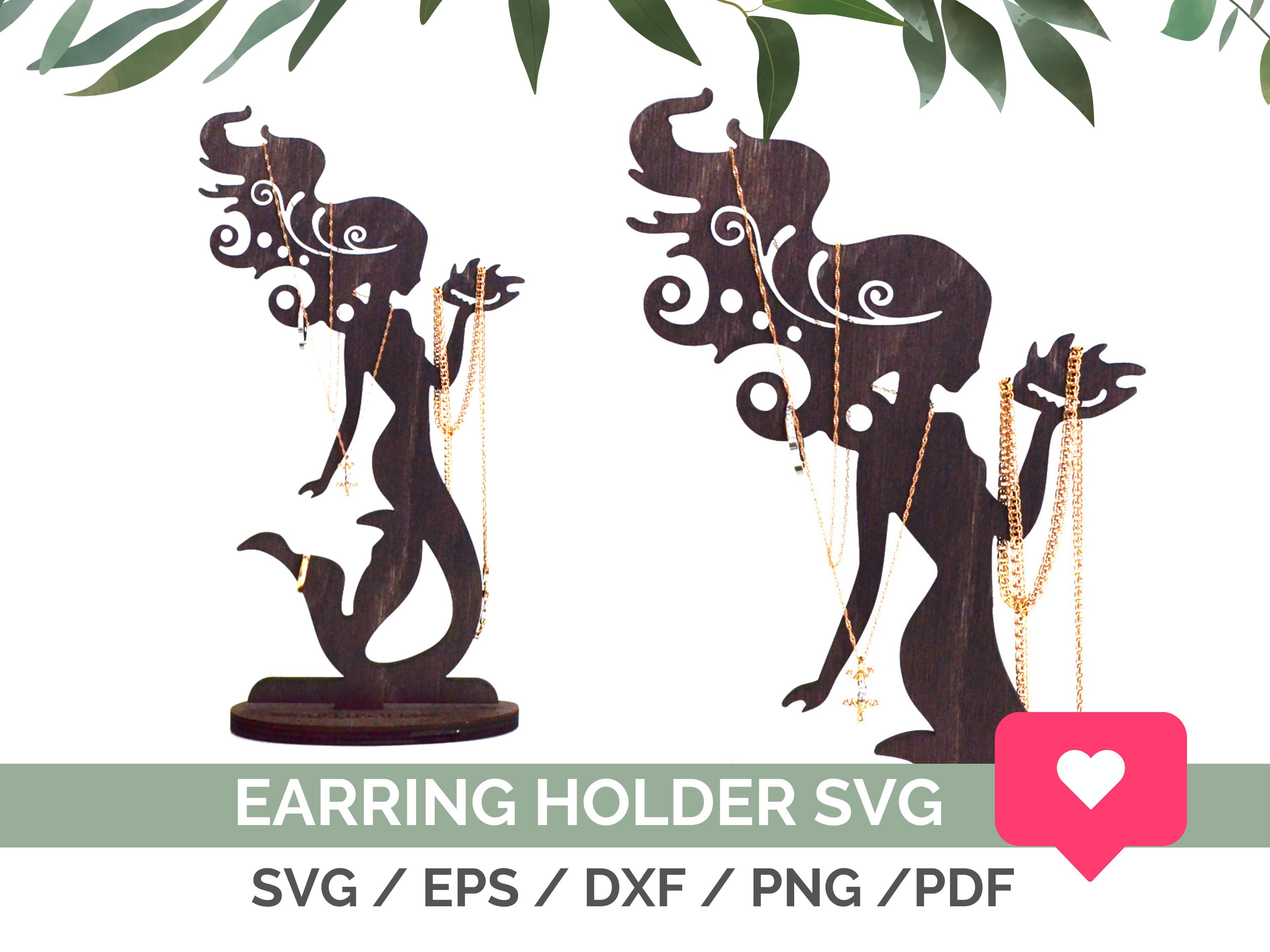 The Mermaid Earring Display Svg Laser Cut File for Glowforge - Etsy
