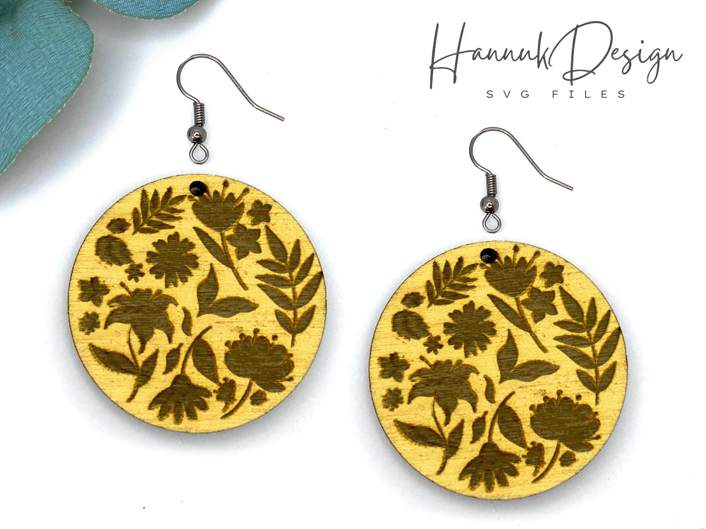 Floral Boho Earrings Svg Earring Shapes Svg Geometric Wood - Etsy