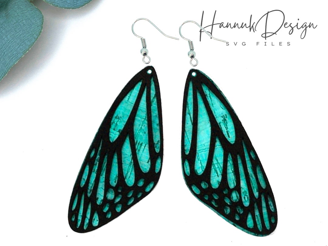Leather Dragonfly Wing Earring Svg, Boho Butterfly Silhouette Earring ...