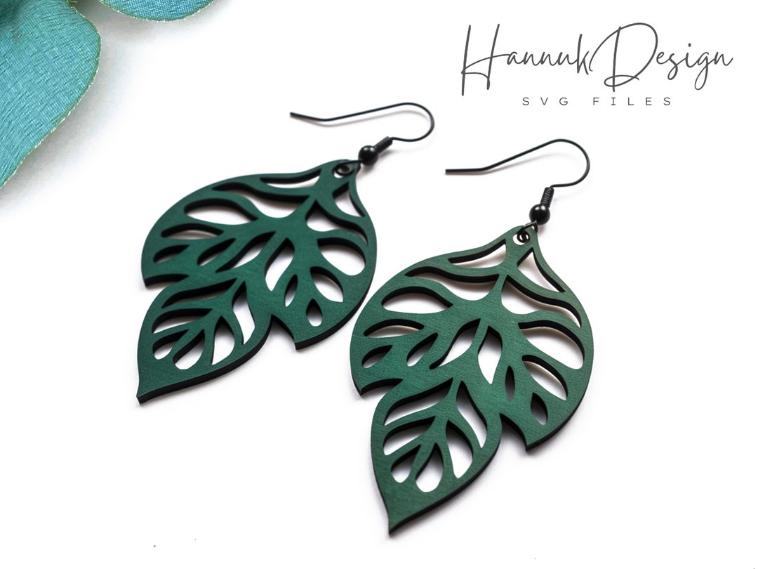Three Pointed Leaf With Native Pattern Wood Earring Svg Laser Cut File ...