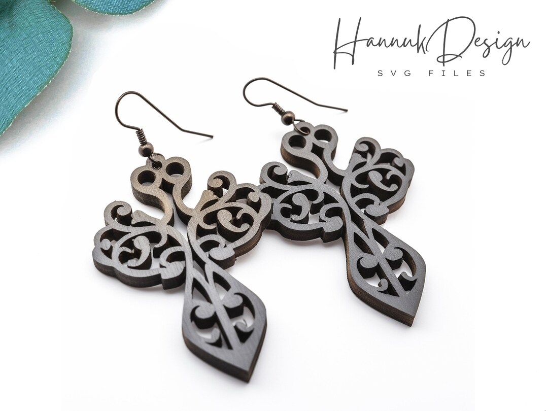 Ornate Gothic Cross Wood Earring Svg Laser Cut File Digital Download - Etsy