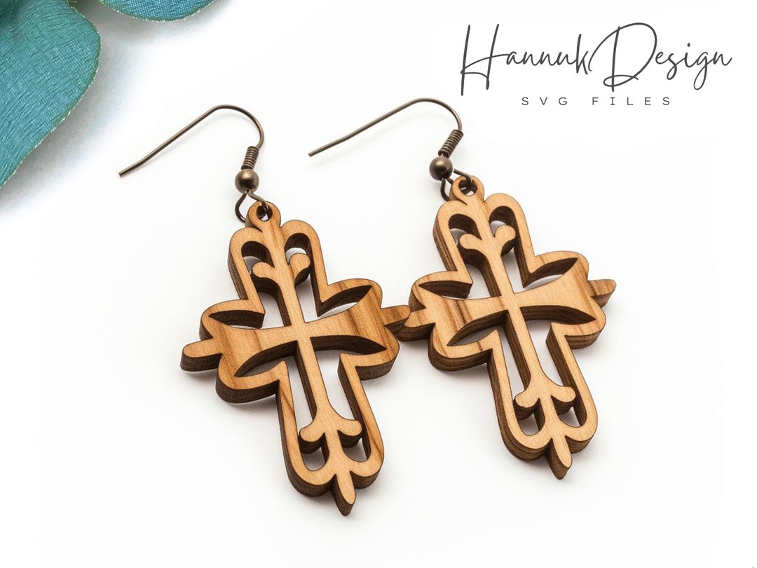 Ornate Cross Wood Earring Svg Laser Cut File Digital Download - Etsy UK