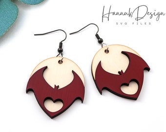 Bat Halloween Wood Earring Svg Laser Cut File Digital Download - Etsy