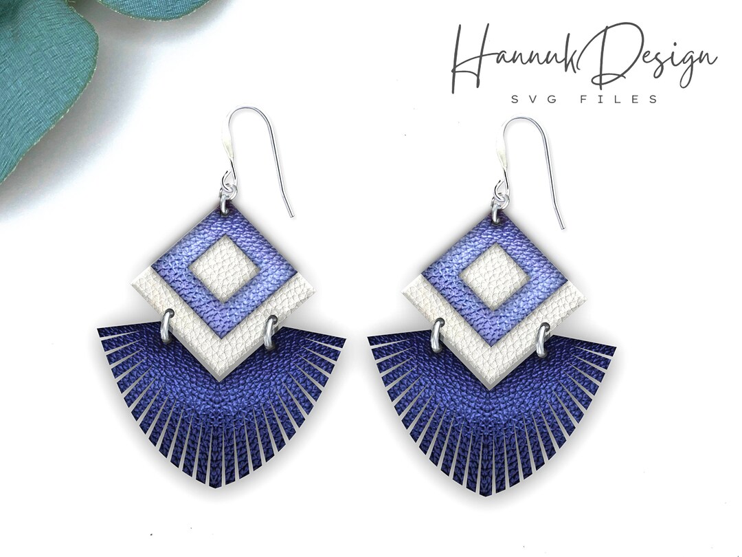Square Shapes Earring Svg File for Crucit, Boho Faux Leather Earring ...