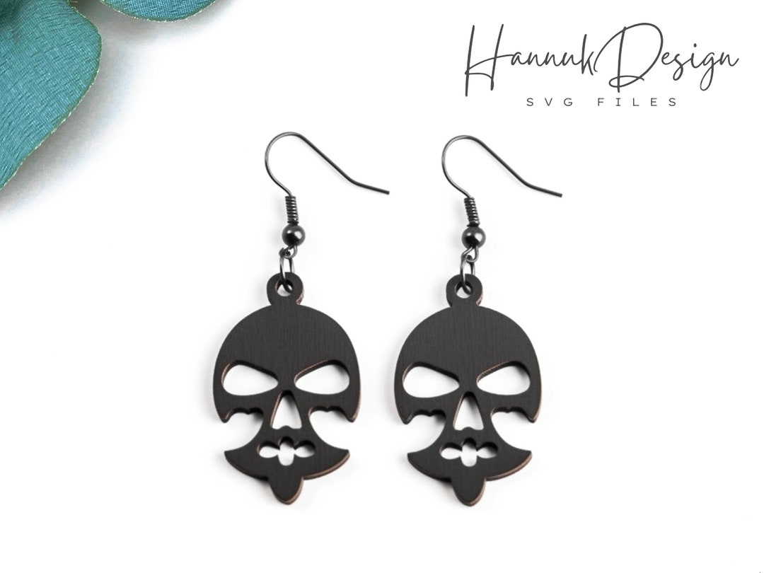 Gothic Skull Silhouette Wood Earring Svg Laser Cut File Digital ...