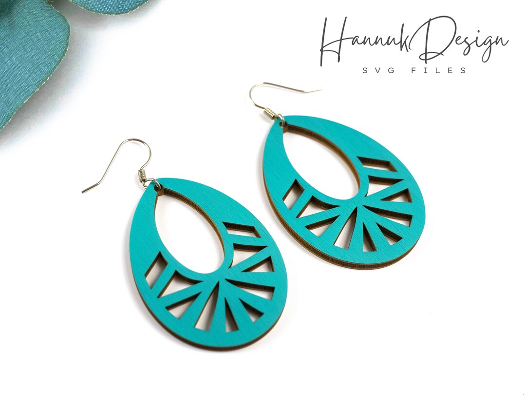 Oval Boho Earring SVG Laser Cut File, Wood Earrings Template SVG ...