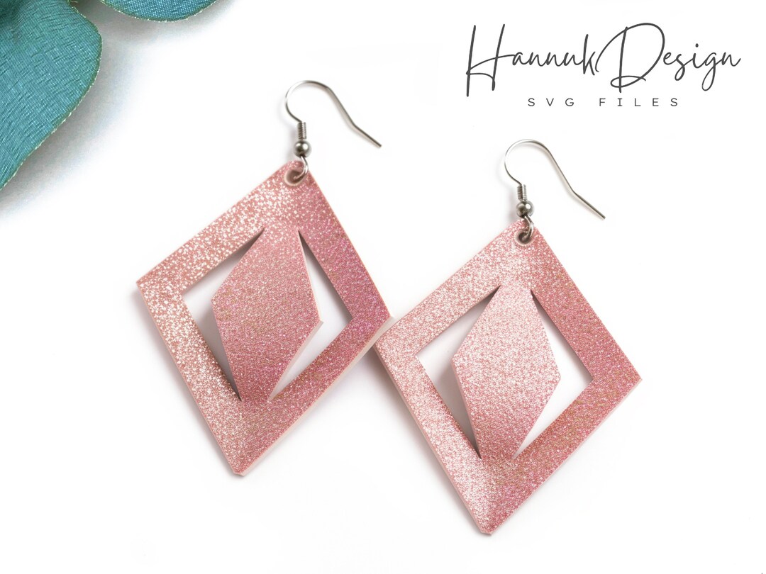 Rhombus Shape Geometry With Rhombus Inside Leather Earring Svg Template ...