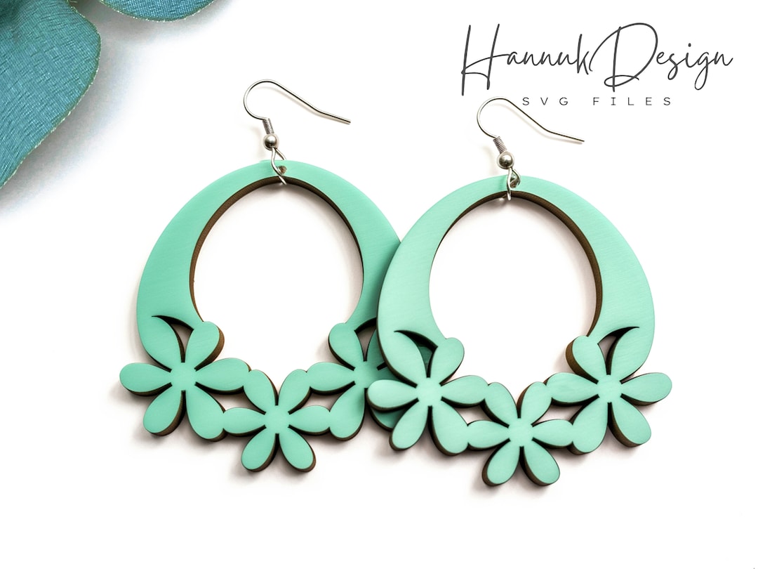 Arch Made of Three Primitive Flowers Wood Earring Svg Laser Cut File ...