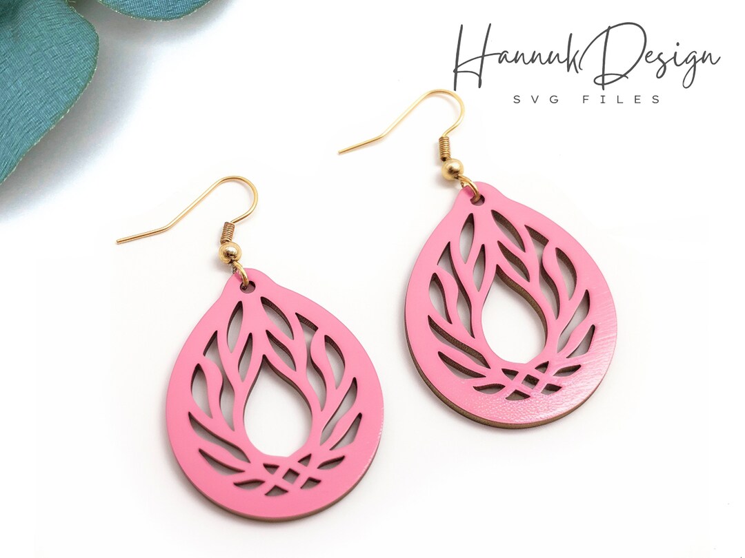 Drop Shape Fire Boho Pattern Earring Svg Laser Cut File for Glowforge ...