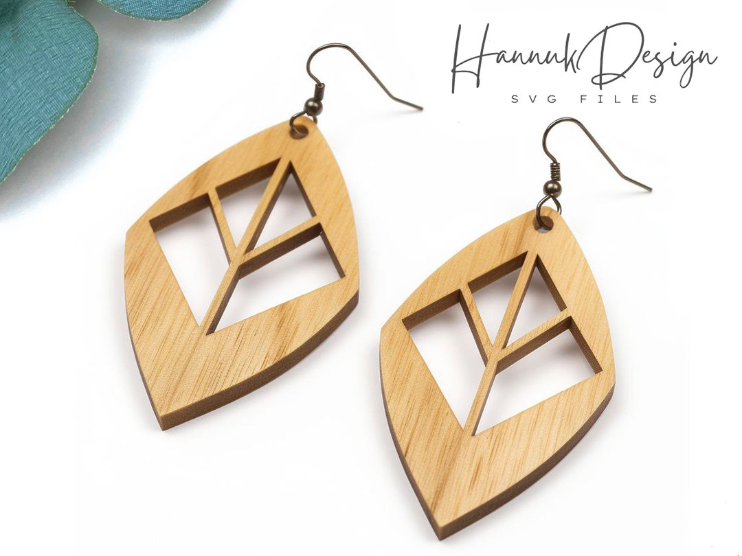Leaf Diamond Shape With Rhomb Hole Inside Earring Svg Laser Cut File ...