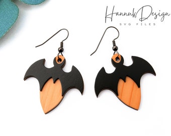 Bat Halloween Wood Earring Svg Laser Cut File Digital Download - Etsy