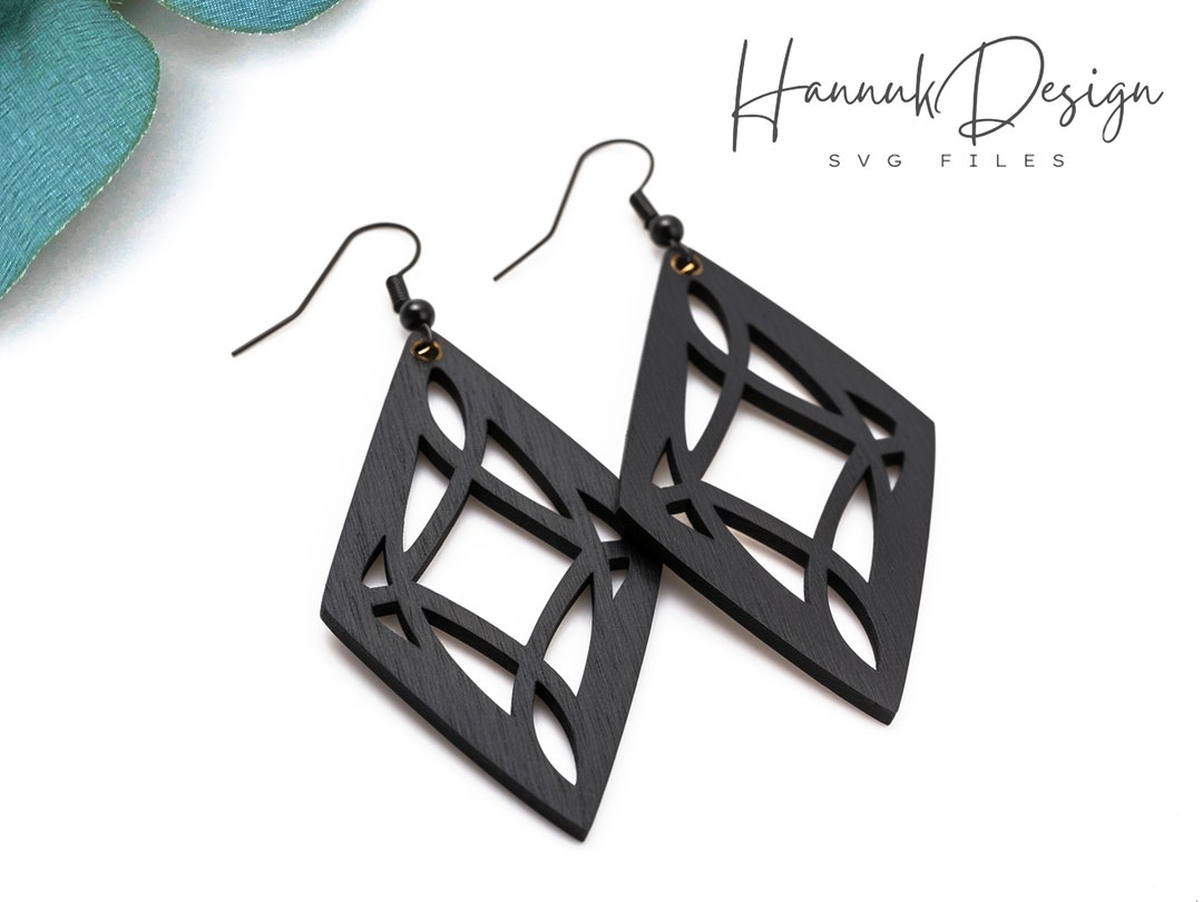 Rhombus Shape With Gothic Pattern Wood Earring Svg Laser Cut File ...