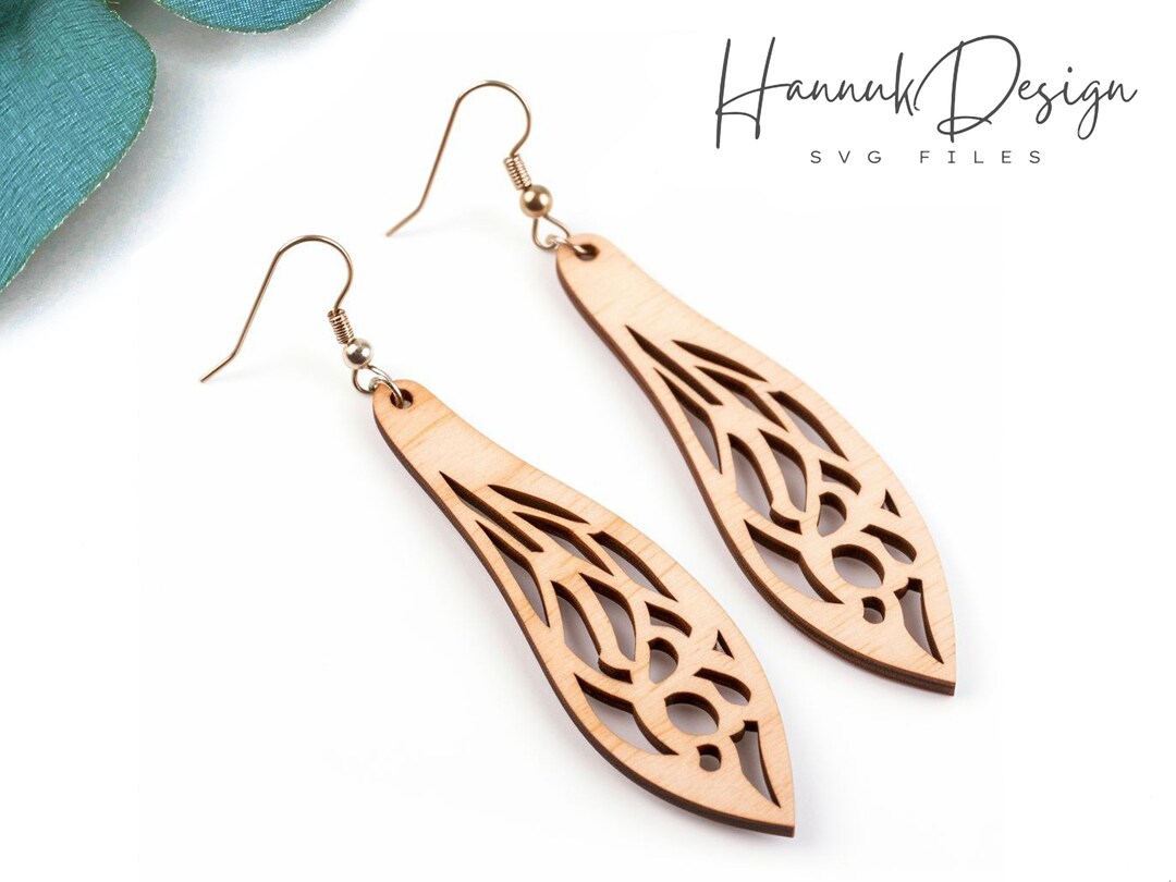 Butterfly Wing Wood Earring Svg Laser Cut File for Glowforge, Boho Dragonfly Wings Earrings ...