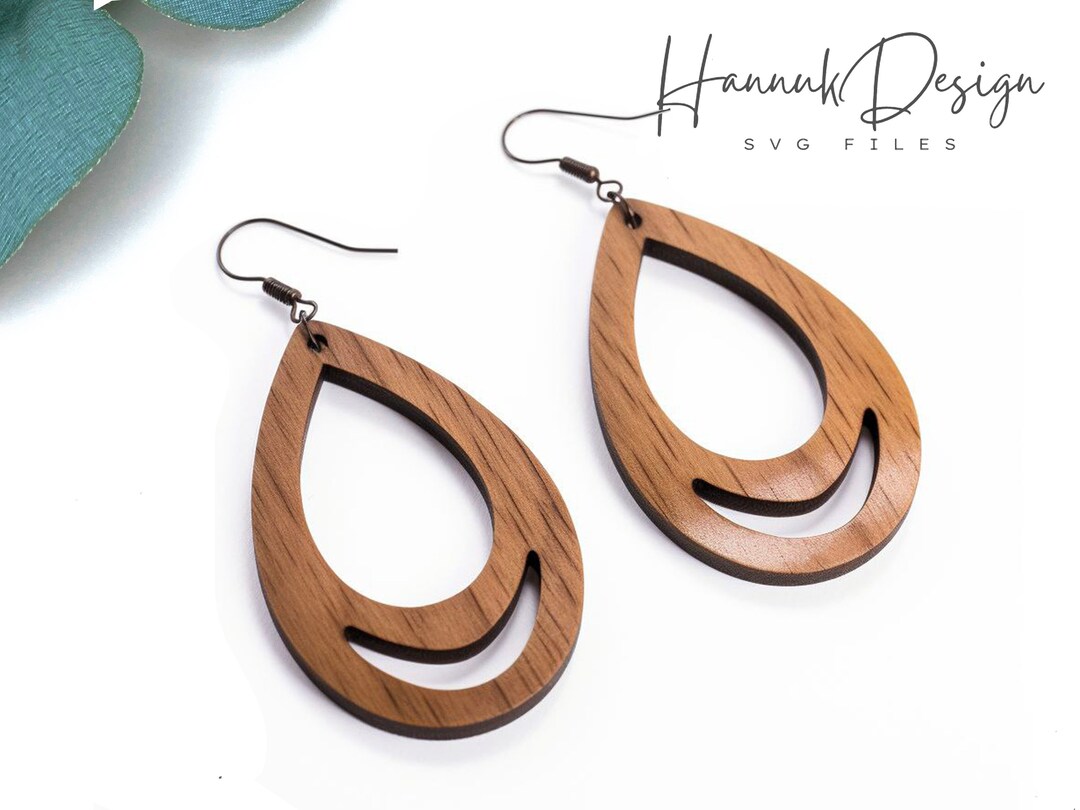 Classic Drop Shape Wooden Earring Svg Laser Cut File for Glowforge ...