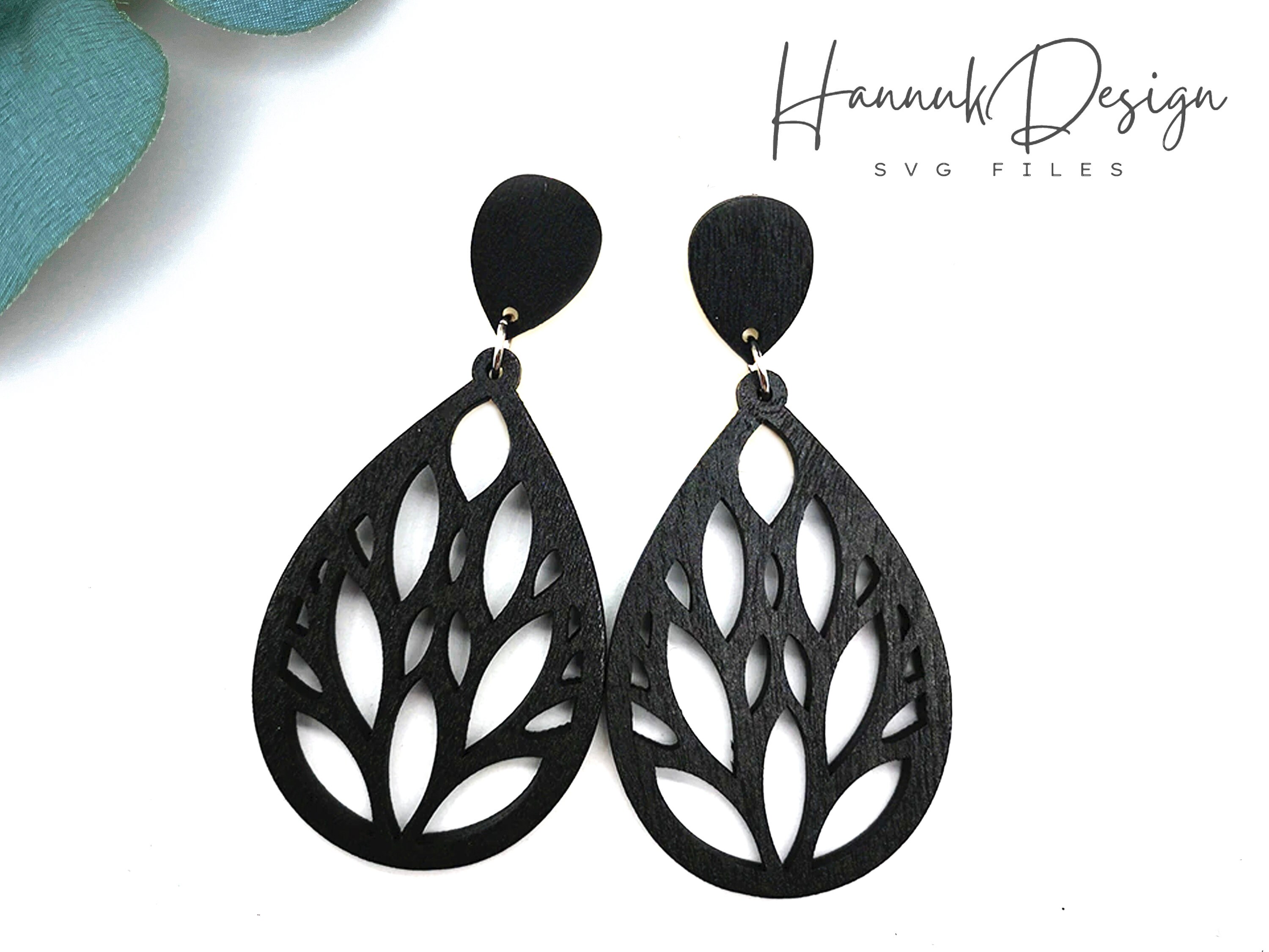 Teardrop Boho Leaf Earring Svg File for Glowforge Earring - Etsy