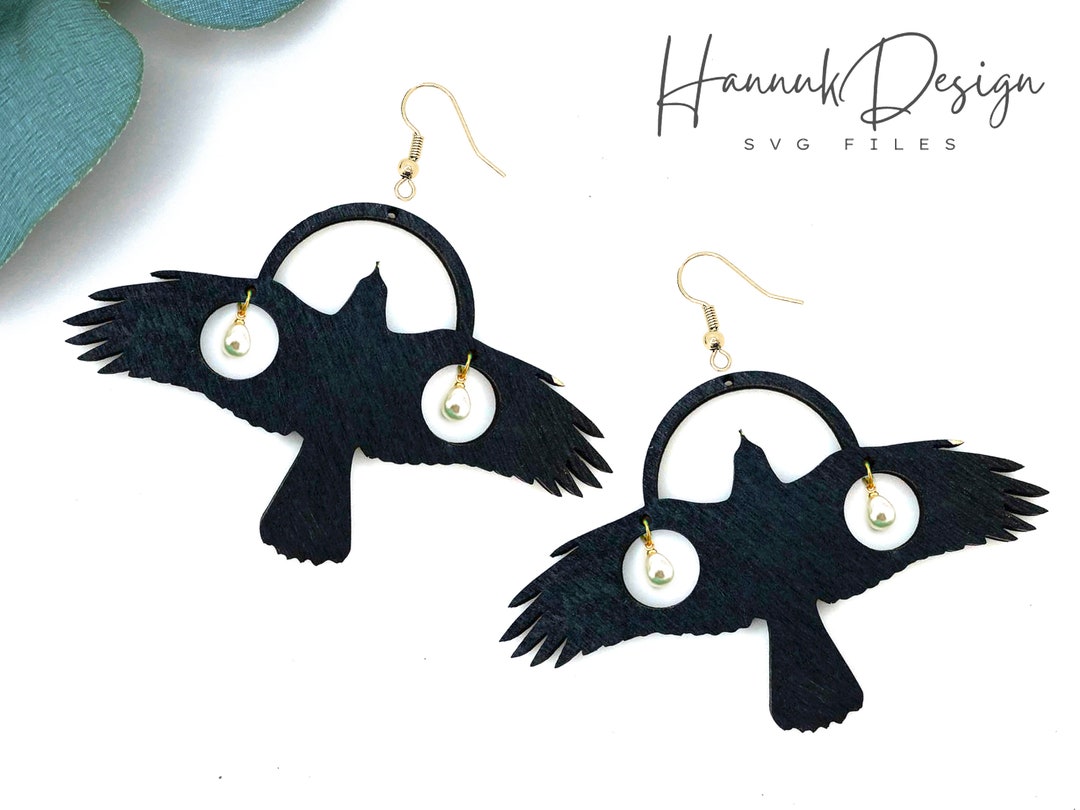 Raven Earring Svg Laser Cut File for Glowforge With a Bead Hole, Wood ...