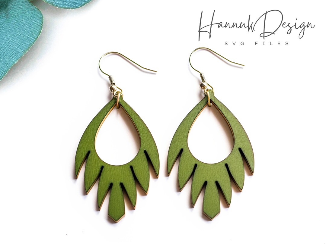 Drop Shape With Ragged Edge Wood Earring Svg Laser Cut File Digital ...