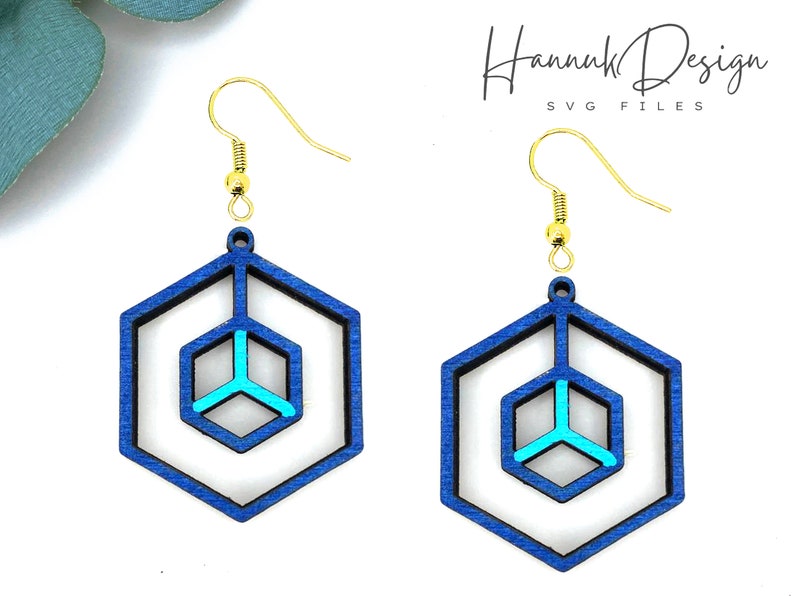 Double Hexagon Earring Svg Laser Cut File for Glowforge - Etsy