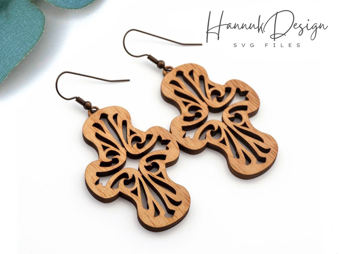 Bohemian Cross Shape Wood Earring Svg Laser Cut File for Glowforge ...
