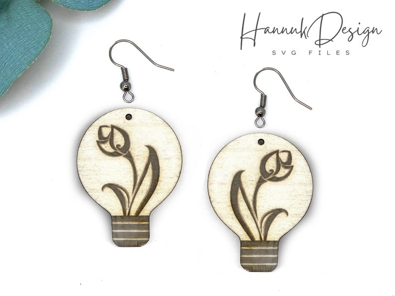 Tulip Light Bulb Earrigs Svg Earring Shapes Svg Boho Wood - Etsy