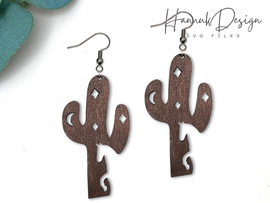 Texas Cactus Earring Svg, Wood Earring Svg, Laser Cut Earring Svg for ...