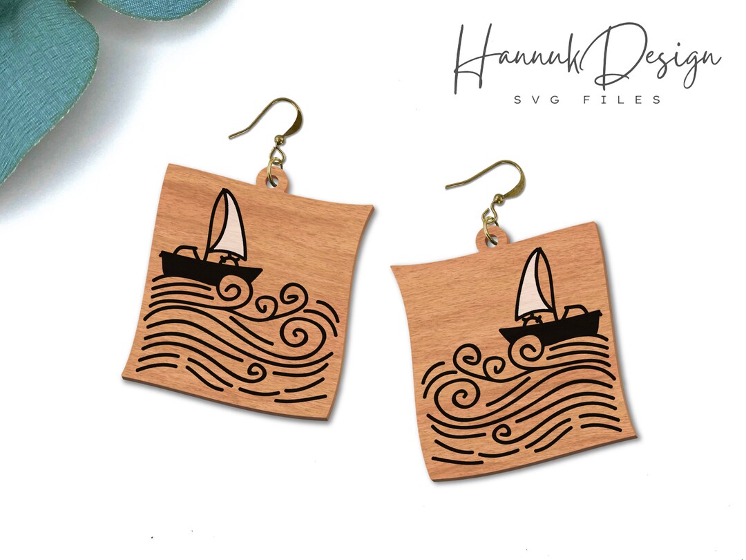 Sailboat Earrings SVG Laser Cut File: Ocean Adventure Wood Template ...