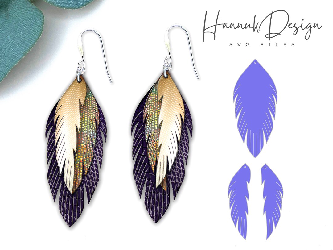 Layered Boho Feather Earring Shapes Svg for Cricut, Bohemian Faux ...