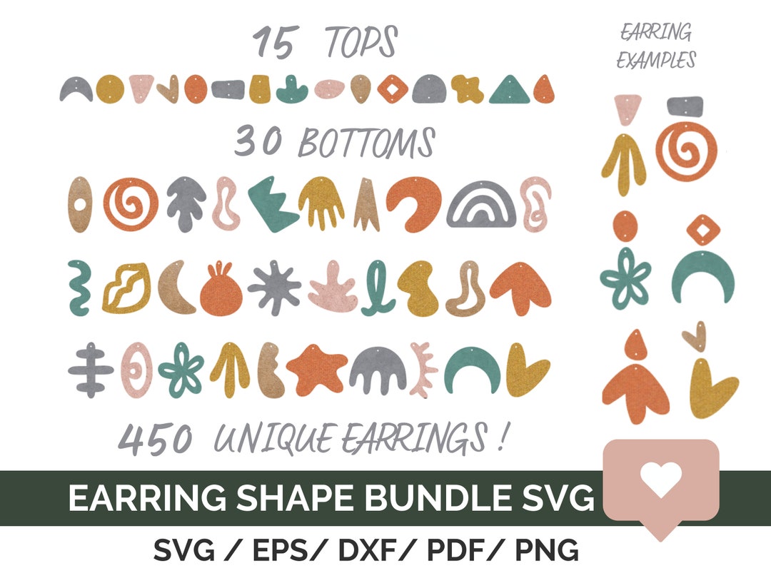 45 Earring Shapes Bundle Svg File for Cricut and Glowforge, Geometric ...