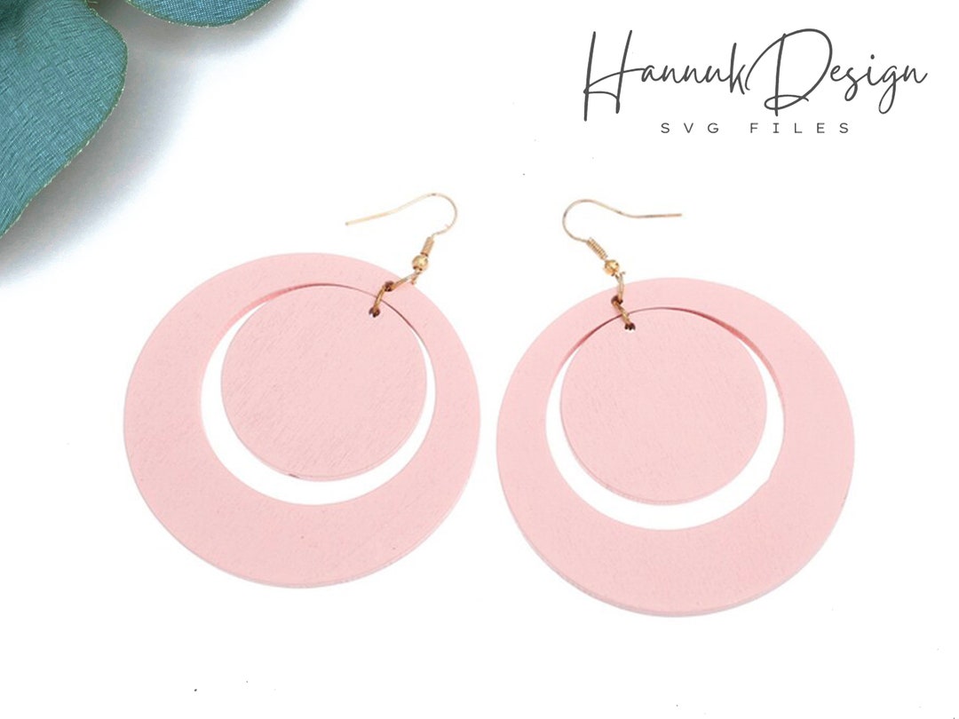 Two Circle Shapes Earring Svg, Wood Earring Svg, Laser Cut Earring Svg ...