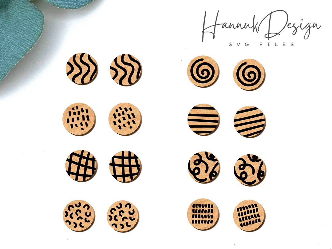 Cute Geometric Patterns Eangraved Wood Earring Studs Bundle Svg ...