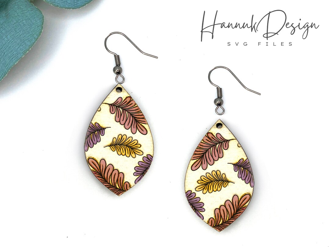 Fall Earring Svg File, Autumn Leaf Earrings Svg Laser Cut and Engraving ...