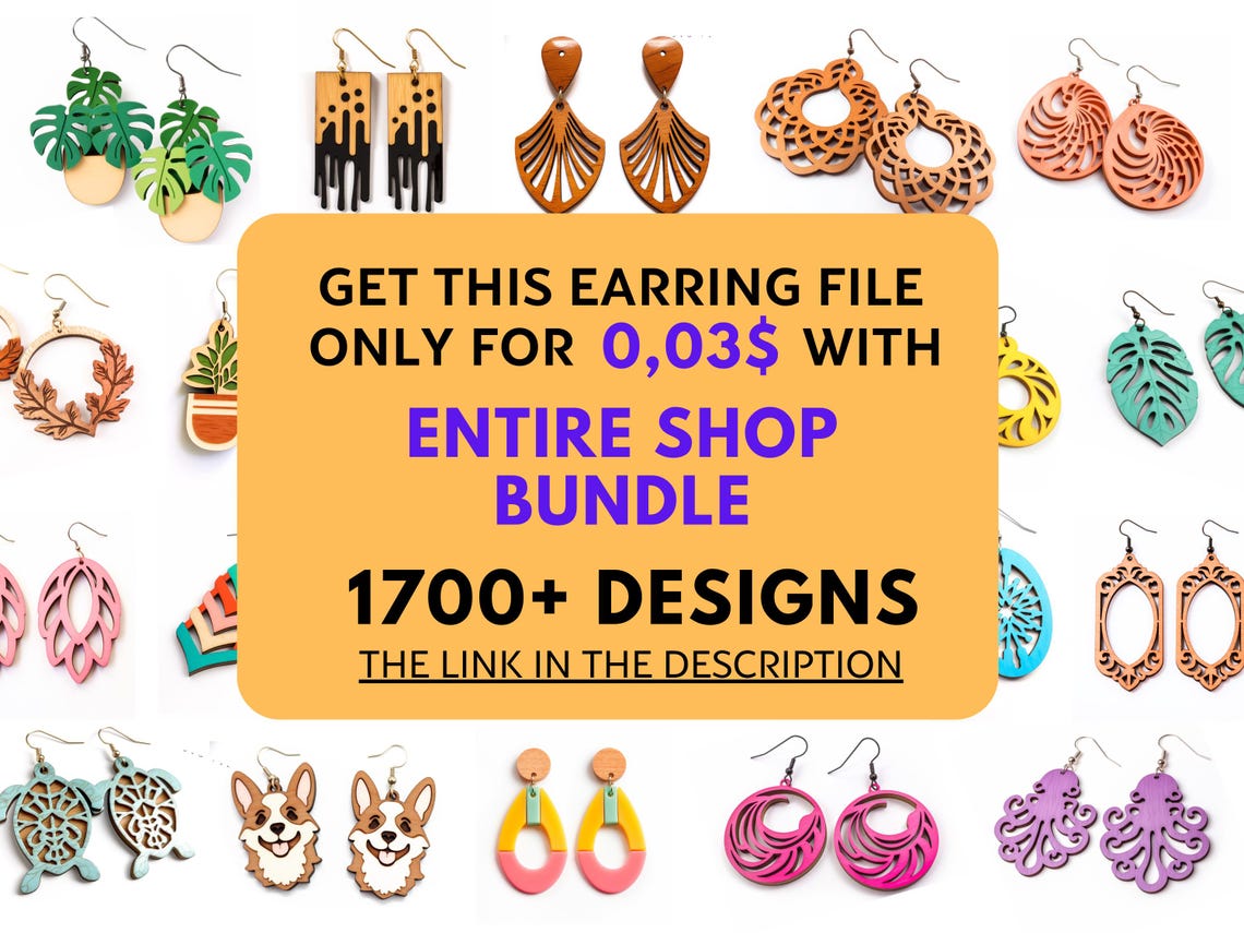 Rounded Rectangle With Holes Boho Wooden Earring Svg Laser Cut File for ...